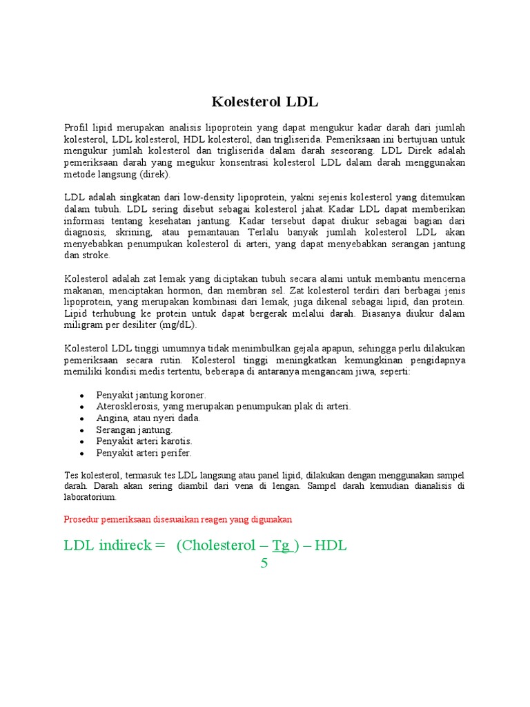 Pemeriksaan Kolesterol LDL: Pentingnya dan Prosedur | PDF | Gaya Hidup