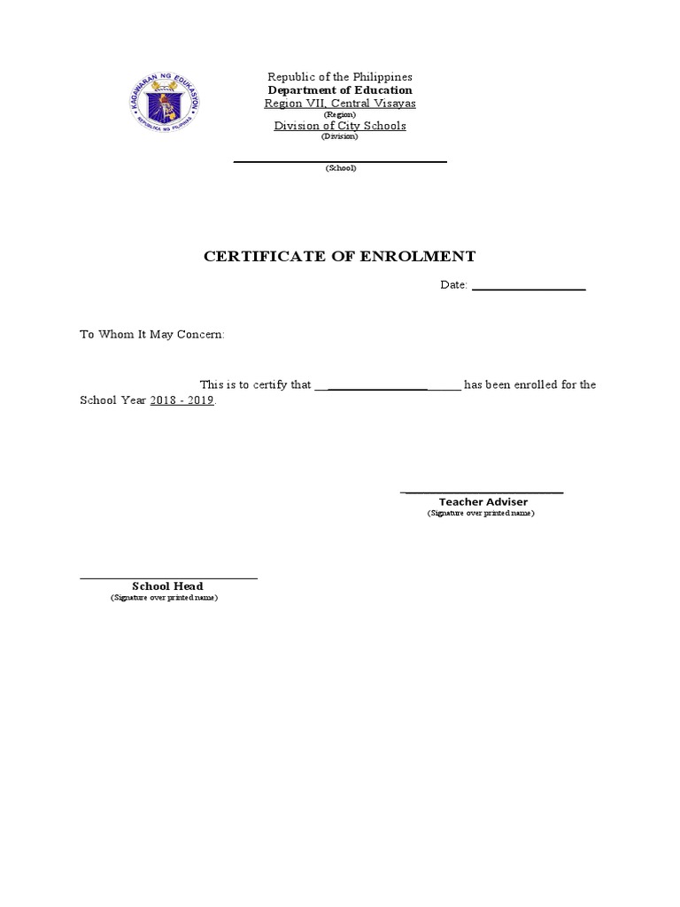 Certificate of Enrolment | PDF