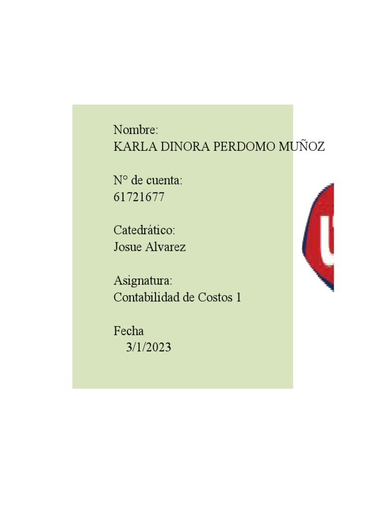 Karla - Perdomo - Tarea06 - Costos 01 | PDF | Economias | Negocios ...