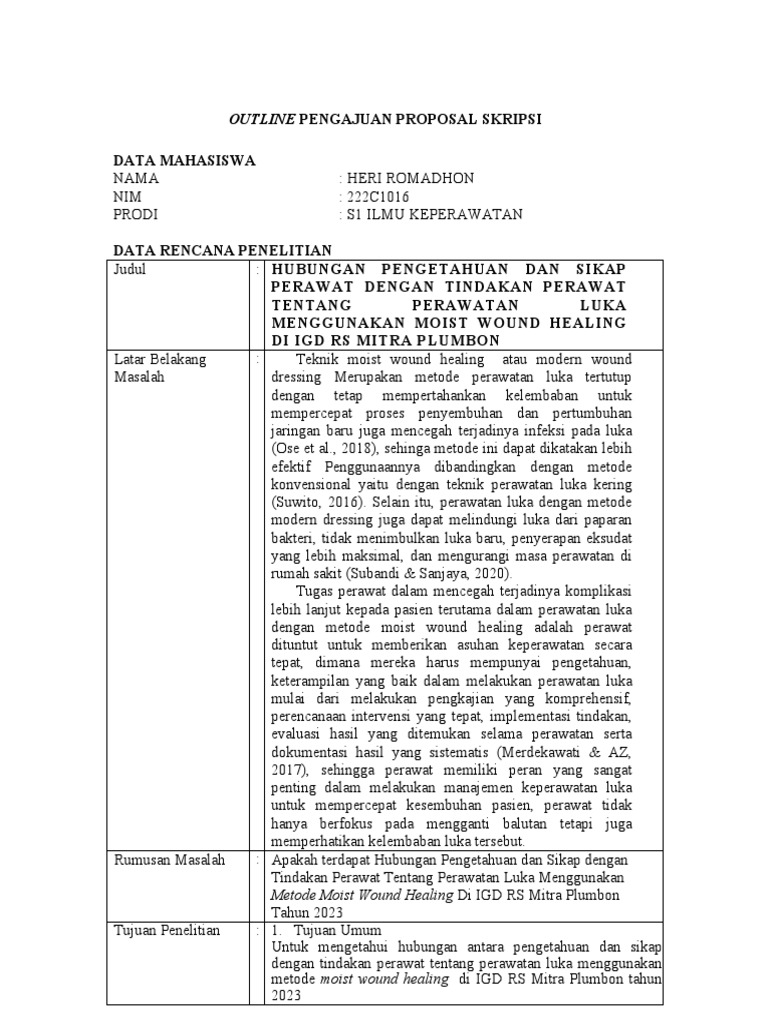 FORMAT OUTLINE Judul Penelitian | PDF