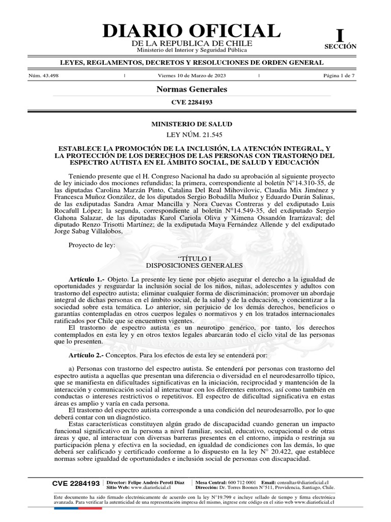 Ley TEA | PDF | Espectro autista | Inclusión (Educación)