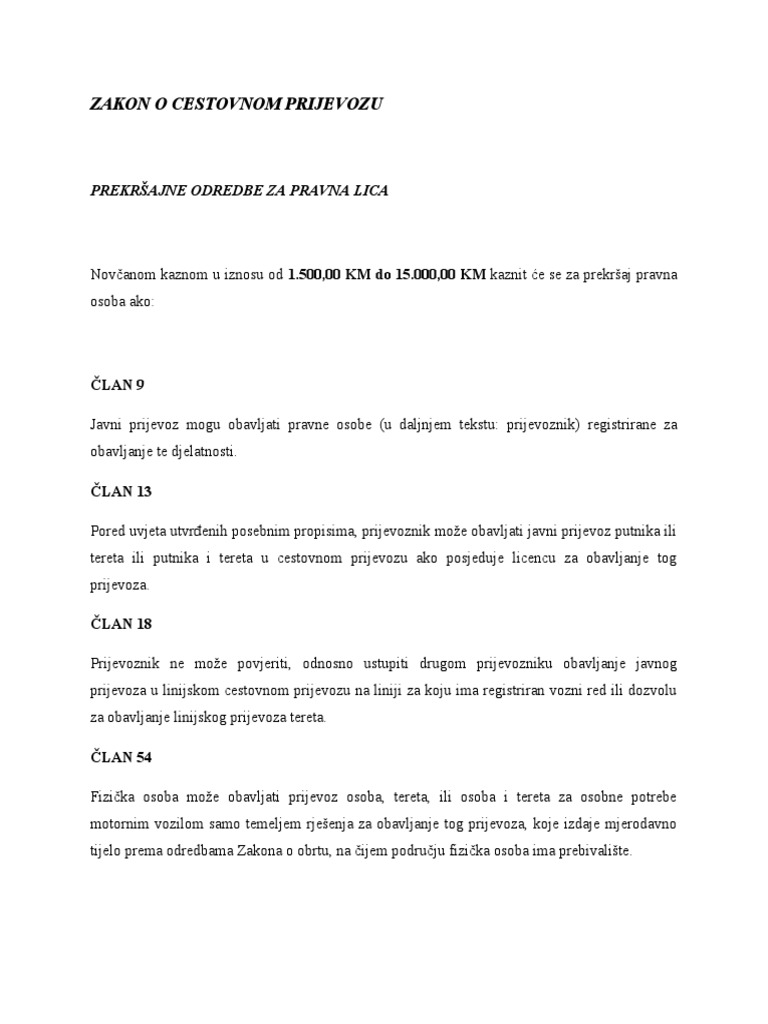 Prekršajne odredbe- Zakoni | PDF