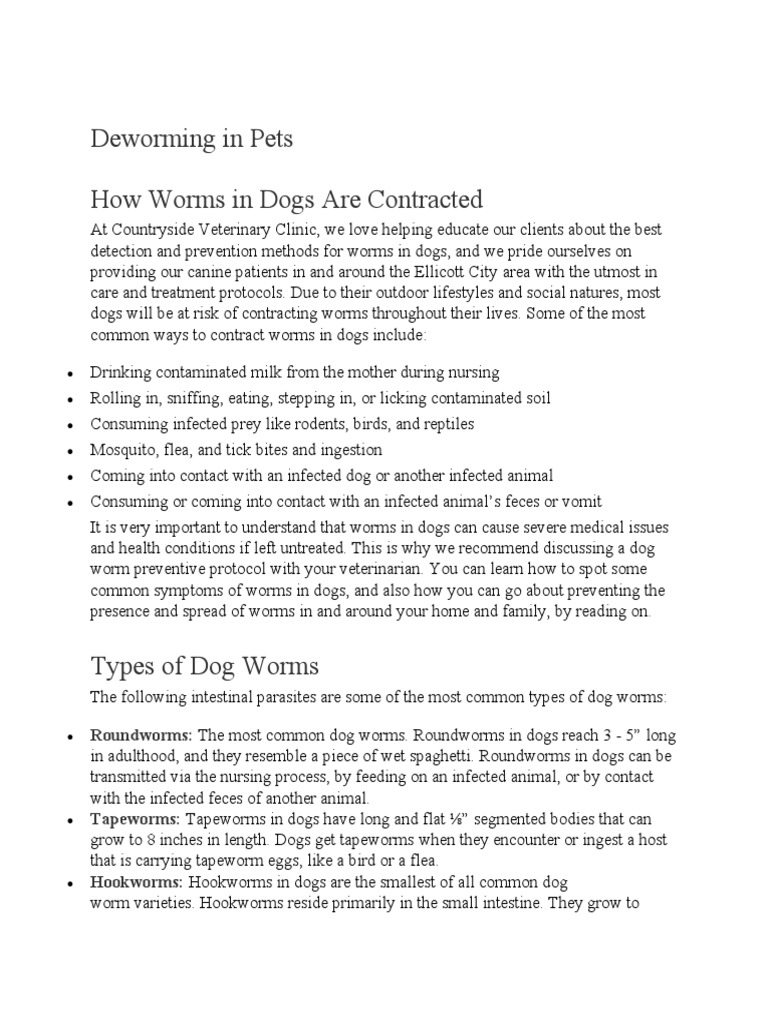 Deworming of Pets | PDF | Dogs | Diseases And Disorders