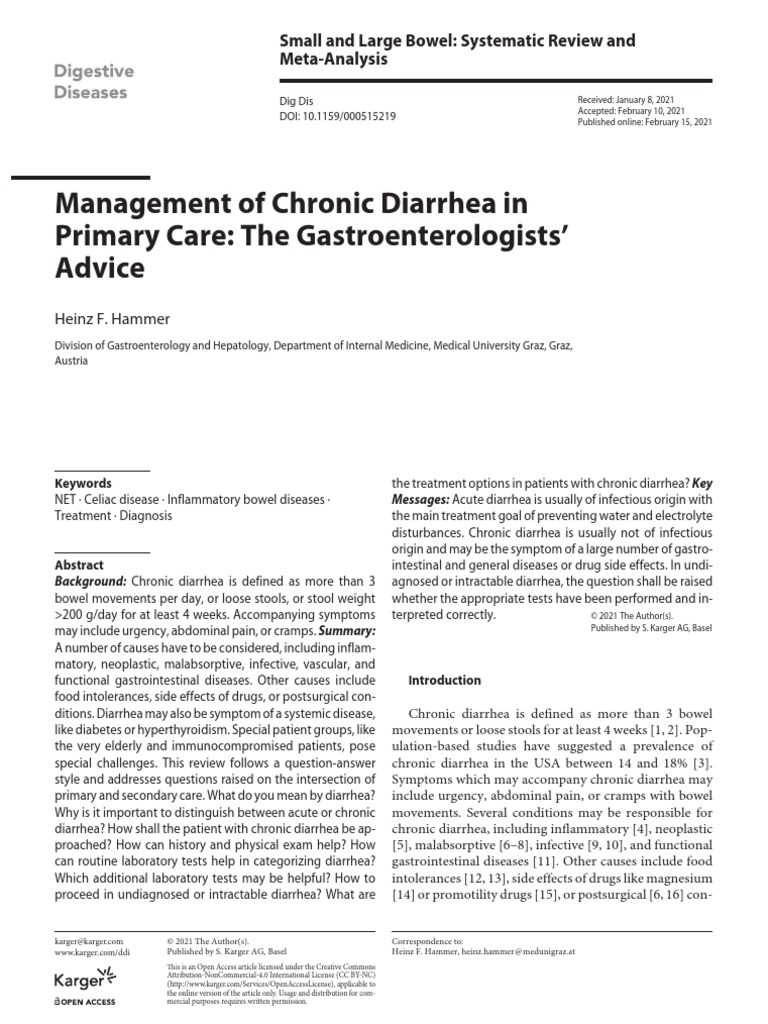 Management of Chronic Diarrhea in Primary Care PDF | PDF | Diarrhea ...