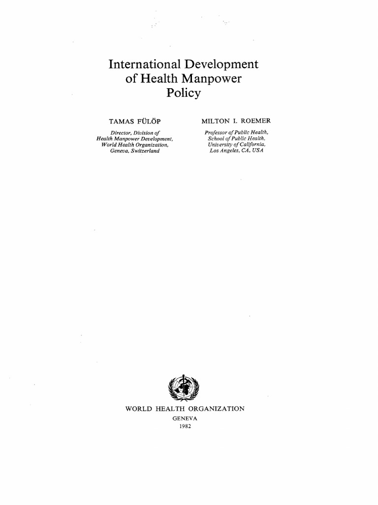 International Development of Health Manpower Policy | PDF