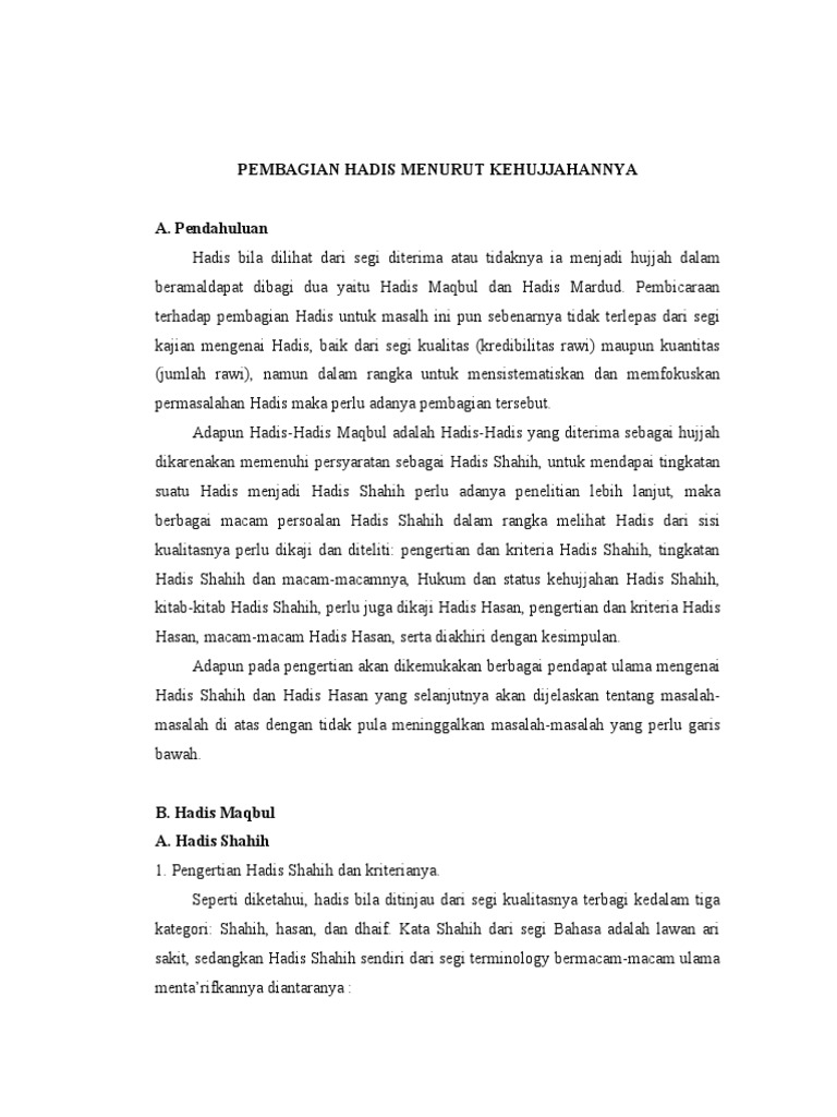 Kriteria Hadis Maqbul dan Shahih | PDF