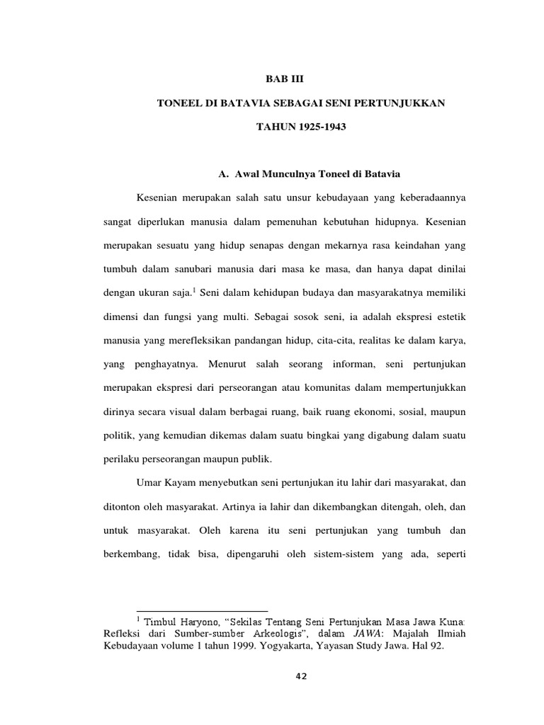 Toneel Di Batavia Sebagai Seni Pertunjukkan | PDF