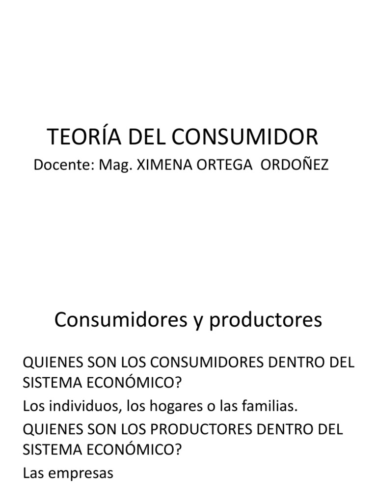 Presentación Teoría Del Consumidor 2 | PDF | Utilidad | Utilidad marginal