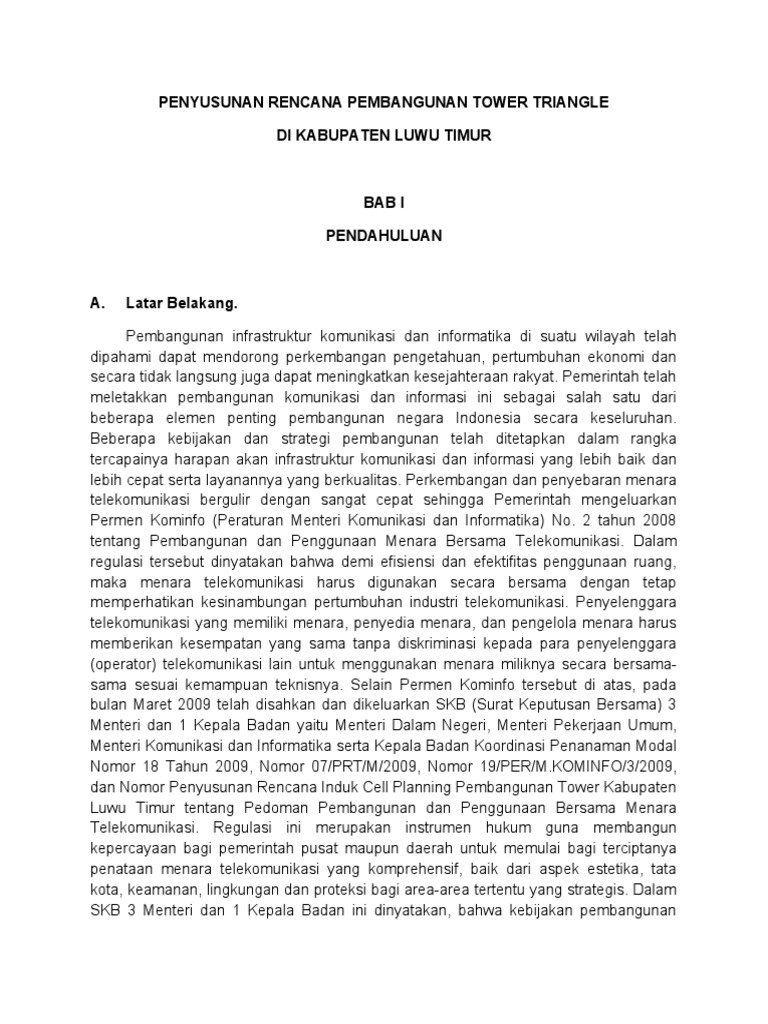 Penyusunan Rencana Pembangunan Tower Triangle | PDF