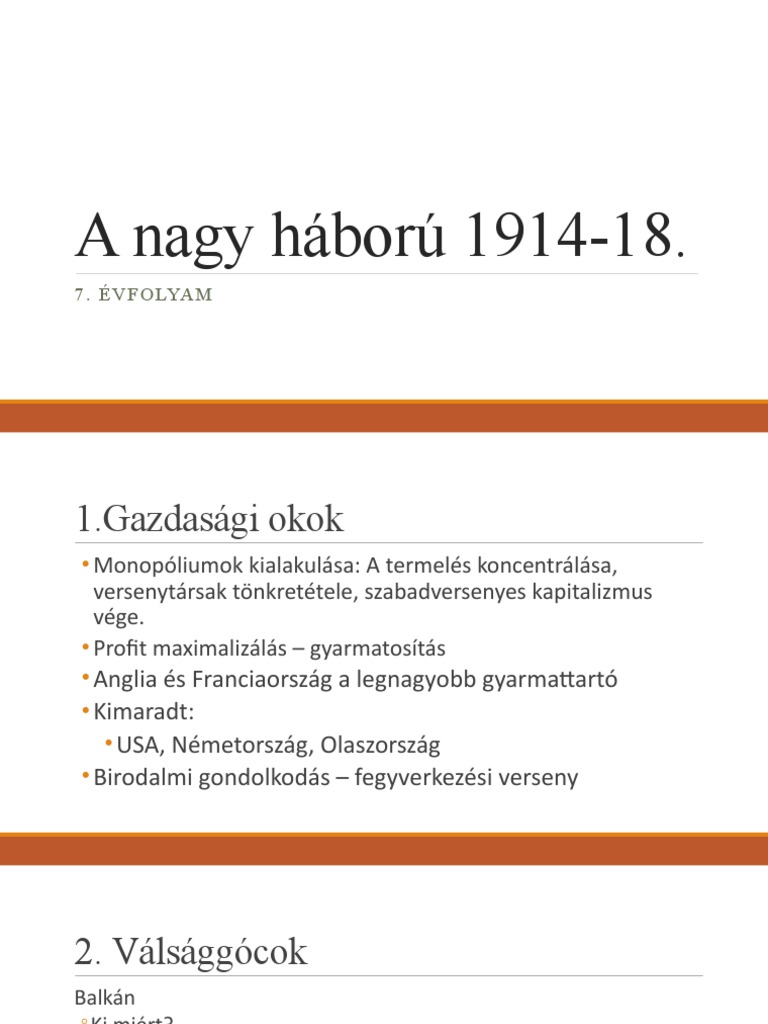 A Nagy Háború Összefoglalás | PDF
