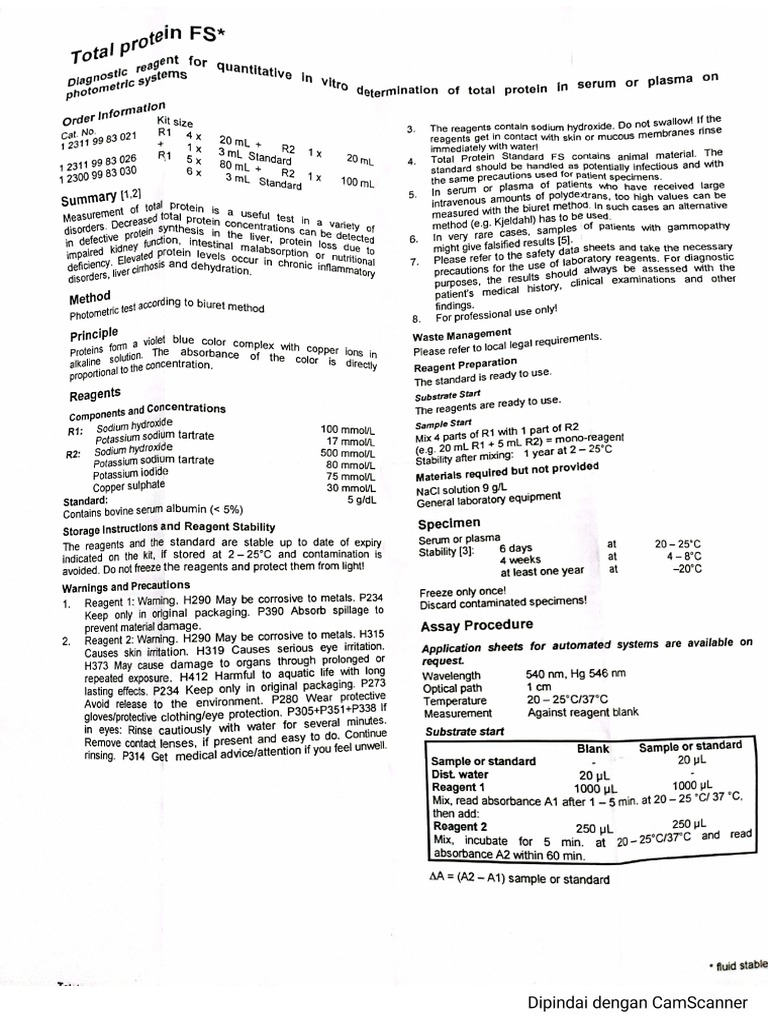 Manual Kit Protein Total | PDF
