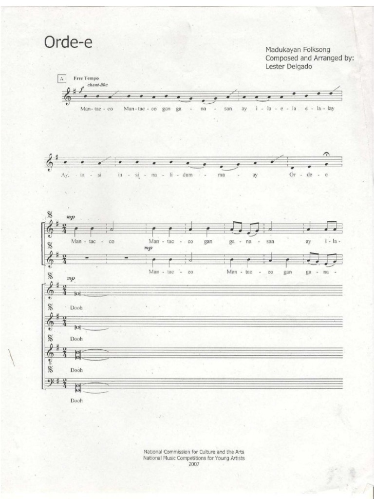 Orde-E Music Sheet | PDF