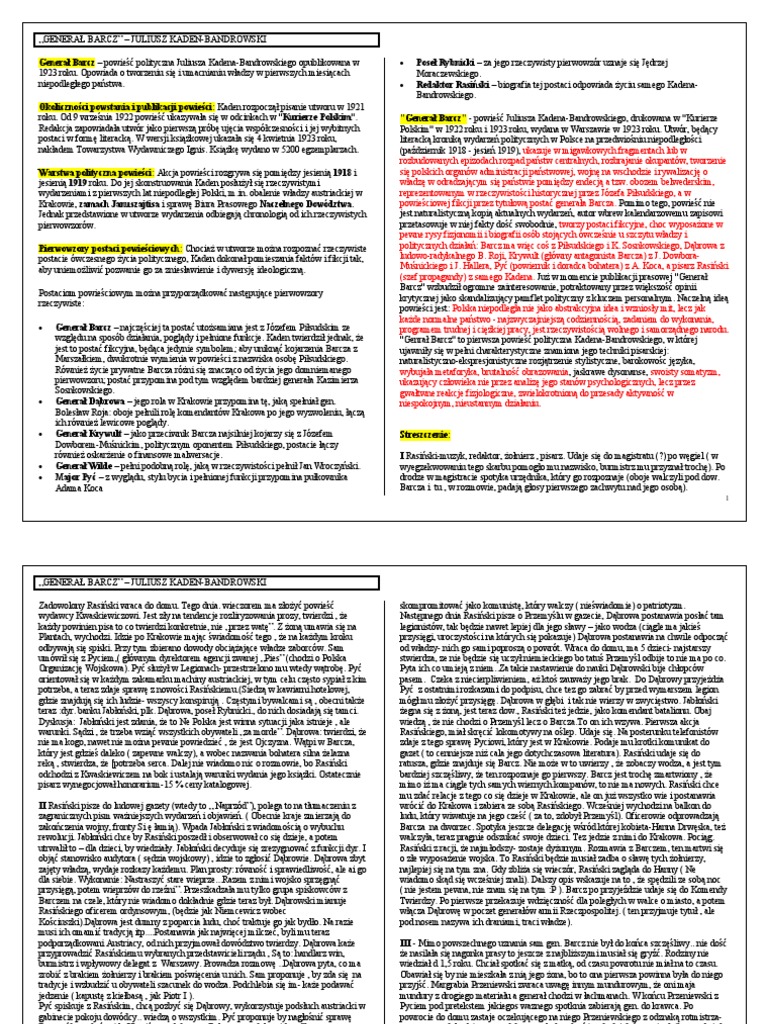 Generał Barcz Streszczenie | PDF