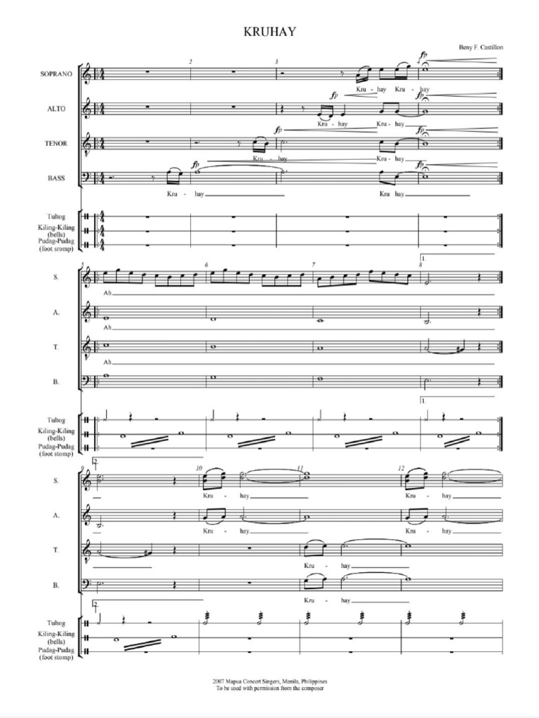 kruhay music sheet | PDF