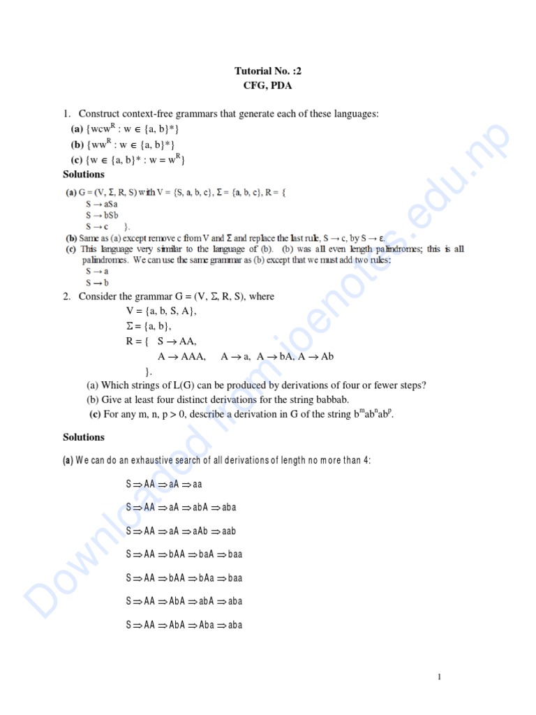 Tutorial 2 Pdf Mathematical Logic Theory Of Computation
