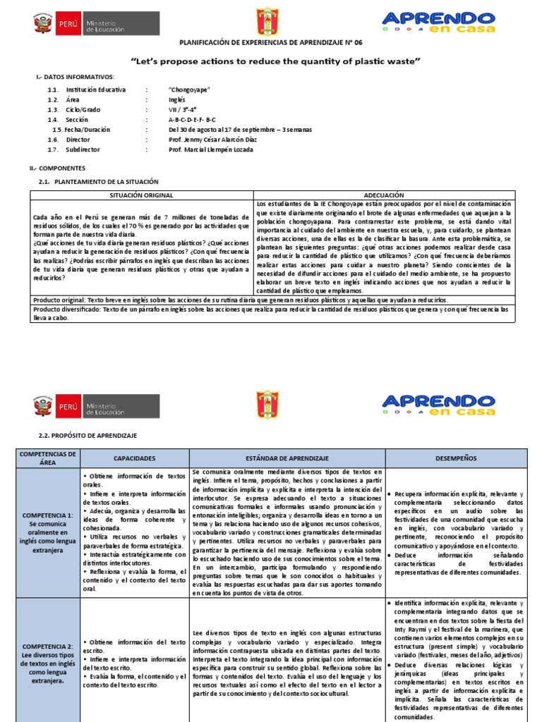 Acciones para Reducir Residuos Plásticos | PDF | Evaluación | Aprendizaje