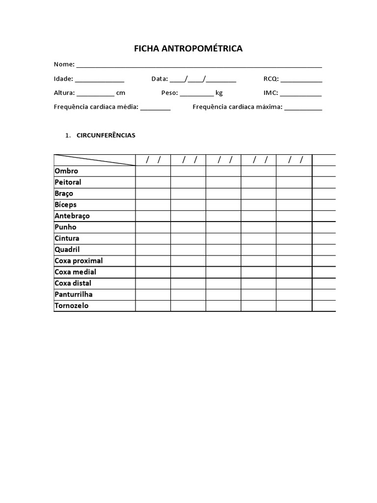 Ficha Antropométrica | PDF