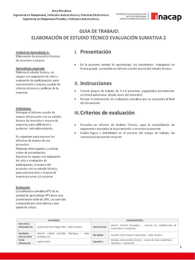 GuÃ A - Form - Proyecto - ES2 | PDF | Evaluación | Ingeniería