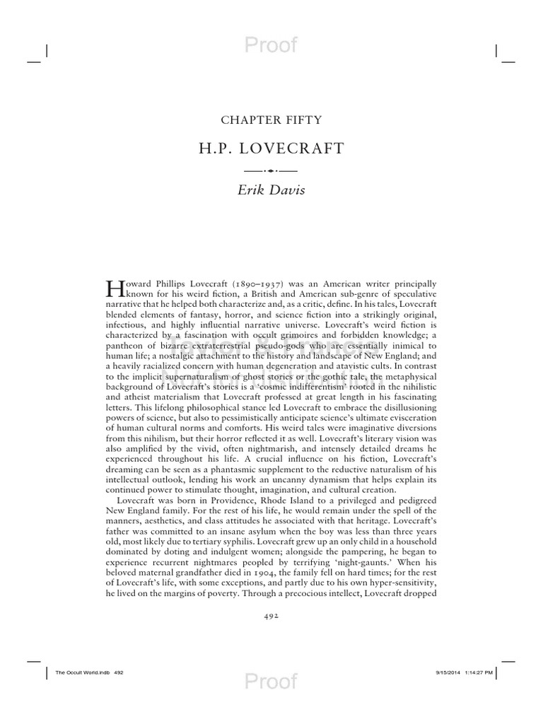 H P Lovecraft From The Occult World Rou | PDF | H. P. Lovecraft