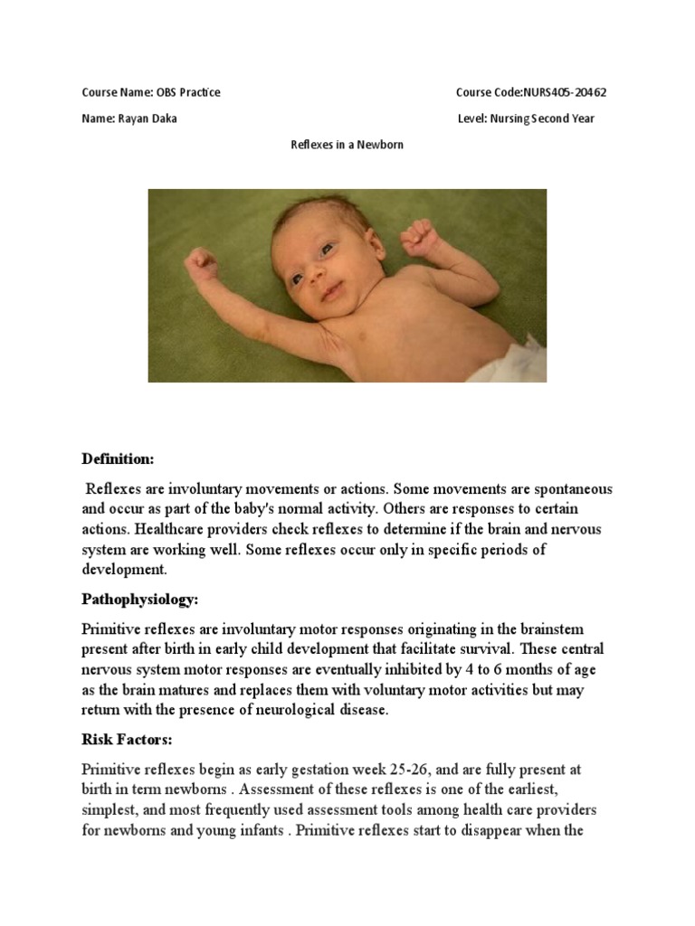 Reflexes in Newborn | PDF | Clinical Medicine | Nervous System
