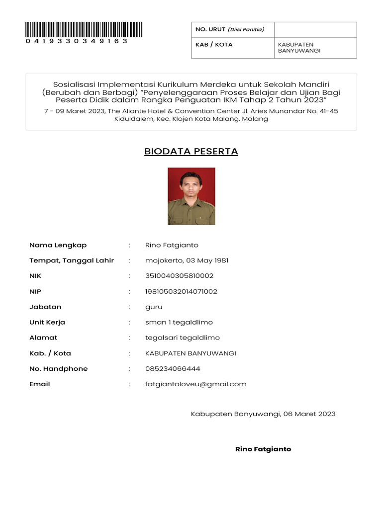 Cetak Semua Biodata Peserta | PDF