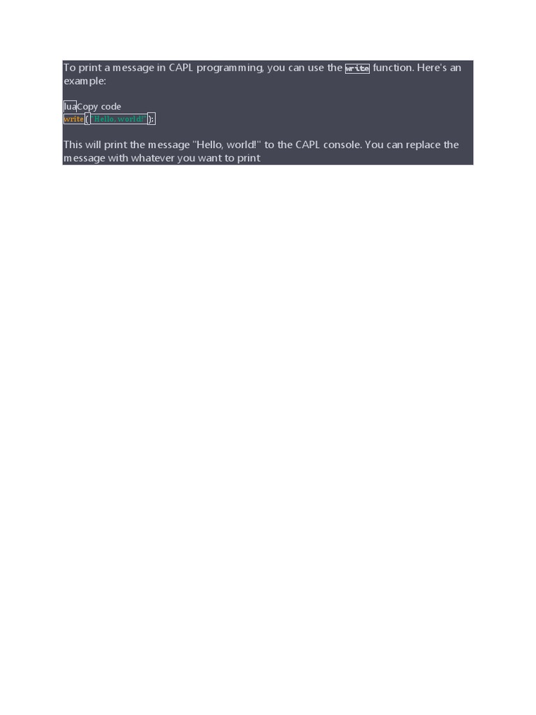 CAPL Write Function Example | PDF