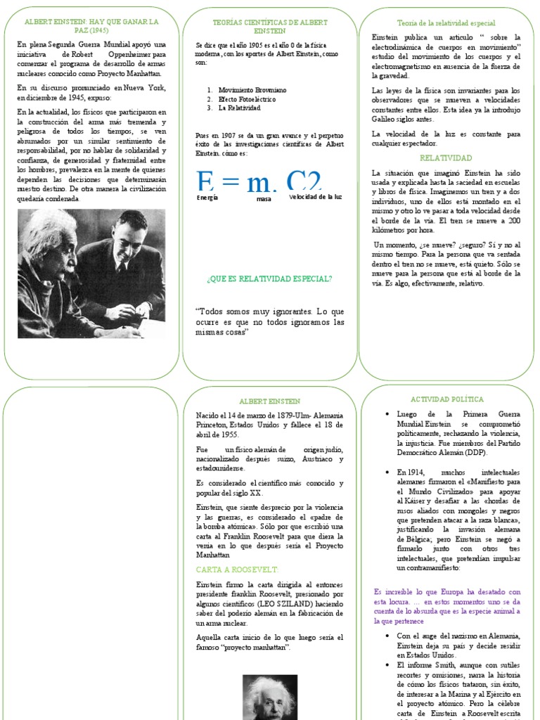 Triptico de Albert Einstein | PDF | Albert Einstein | Física