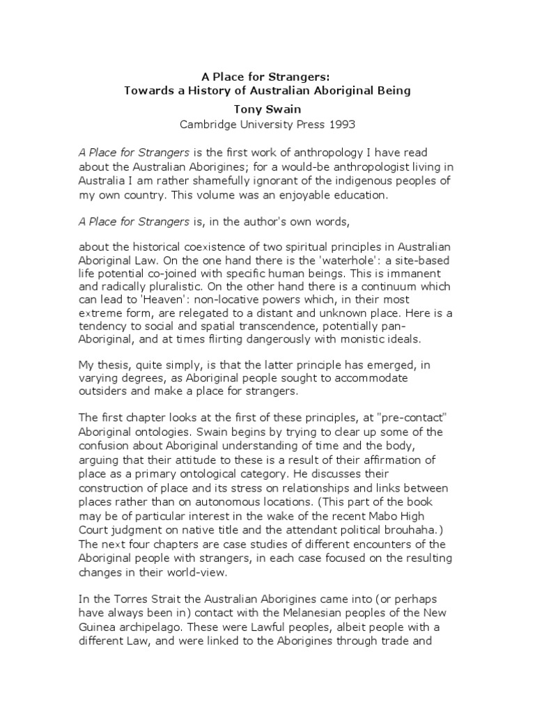 A Place For Strangers (Tony Swain) - Review | PDF | Ontology
