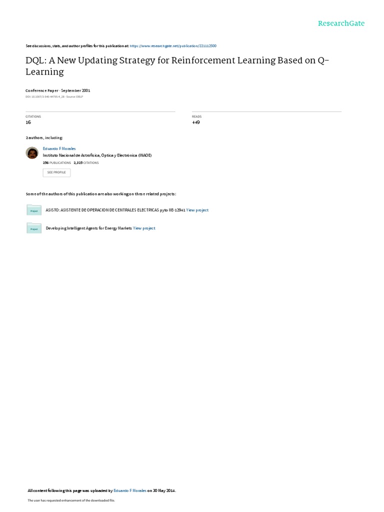 Dql A New Updating Strategy For Reinforcement Lear Pdf