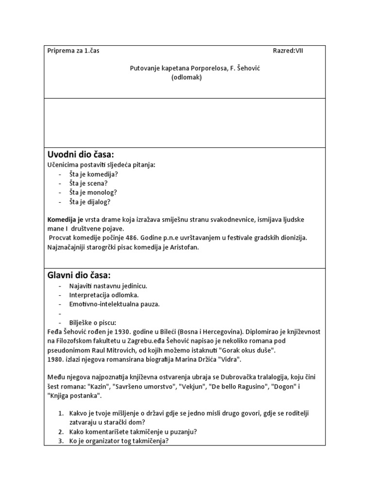 Priprema Putovanje Kapetana Porporelosa | PDF