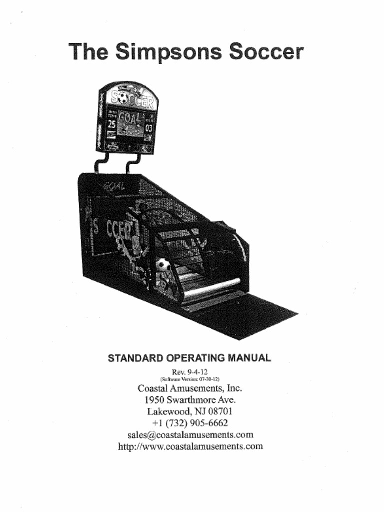 Simpsons Soccer Game Service Manual Coastal Amusements Games | PDF