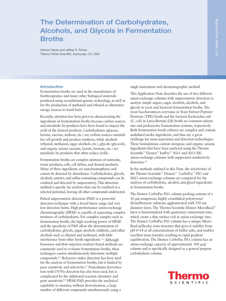 AN122 IC Carbohydrates Alcohol Glycol Fermentation Broth - AN70494 - E ...