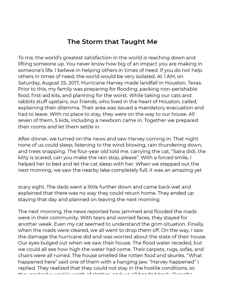 the Storm that Taught Me- [Essay Example], 591 words GradesFixer | PDF ...