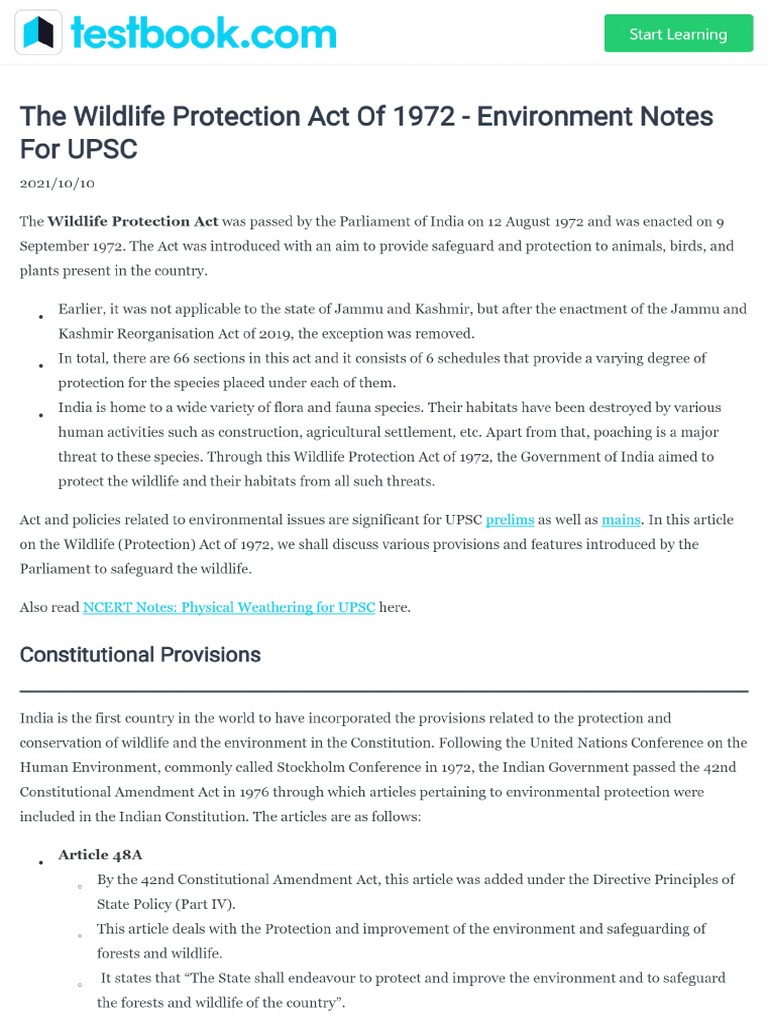 Wildlife Protection Act 1972 Pdf 
