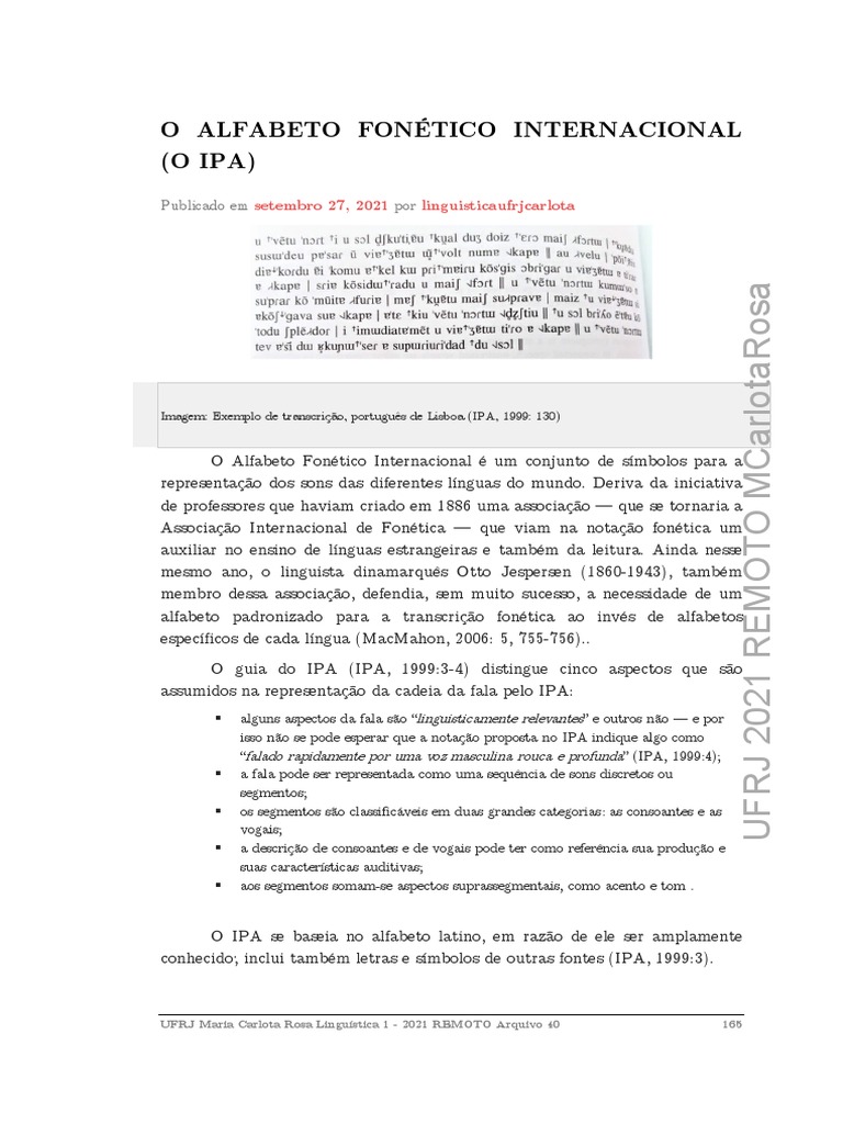 O Ipa | PDF | Linguística | Comunicação humana