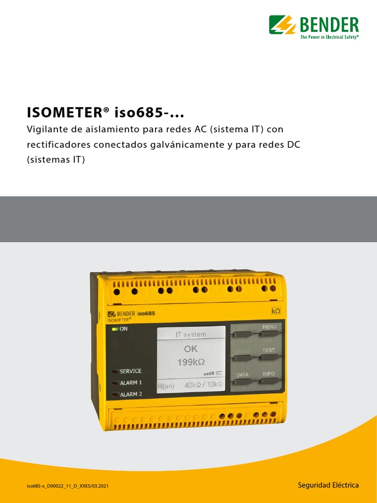 Ficha Tecnica - ISOMETER 685 - D00022 - D - XXES | PDF | Diodo emisor ...