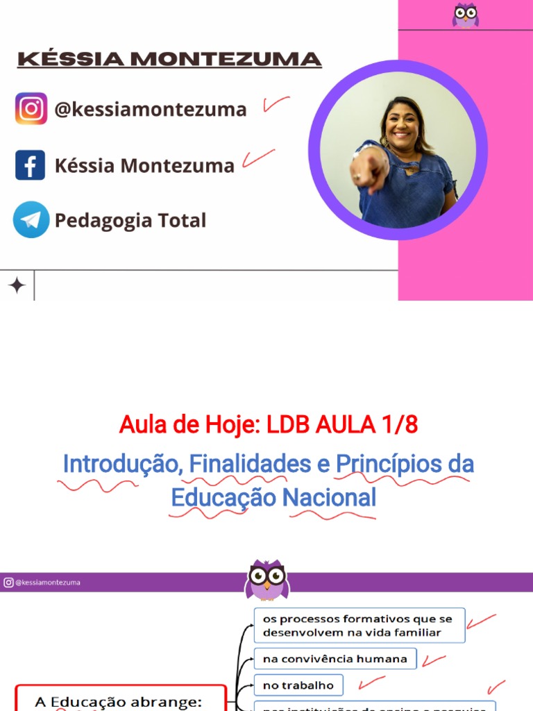 LDB 2023 AULA 1 - Késsia Montezuma - Preenchida | PDF | Pedagogia | Aprendizado