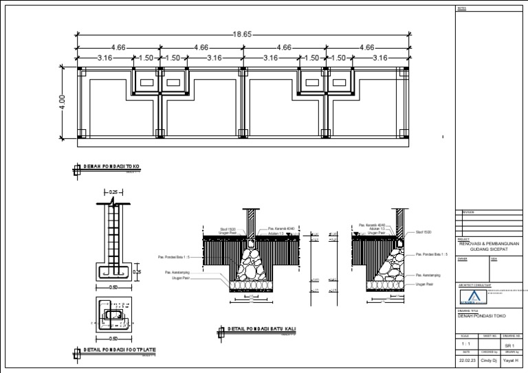 Denah Pondasi Toko | PDF