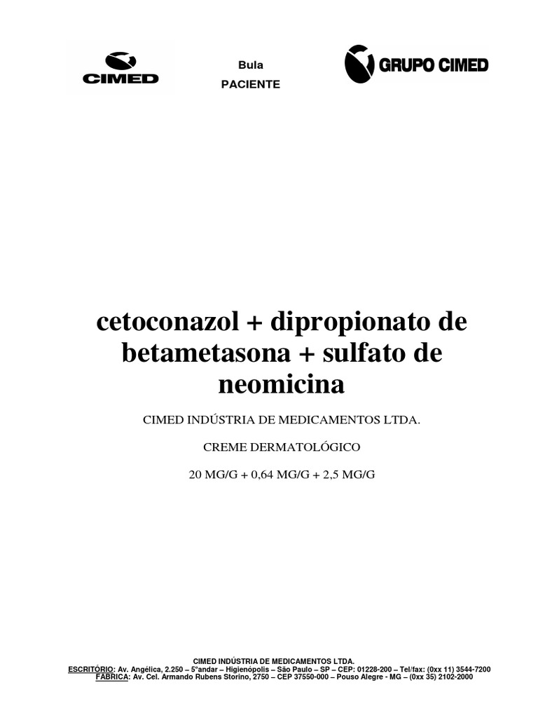 Bula do Creme Cetoconazol e Betametasona | PDF | Pele | Dermatite