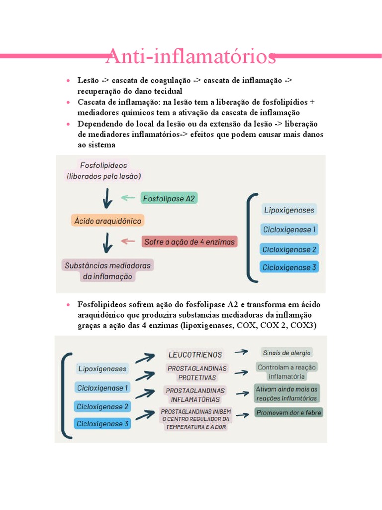 Mecanismos de ação dos anti-inflamatórios e seus efeitos | PDF | Anti ...