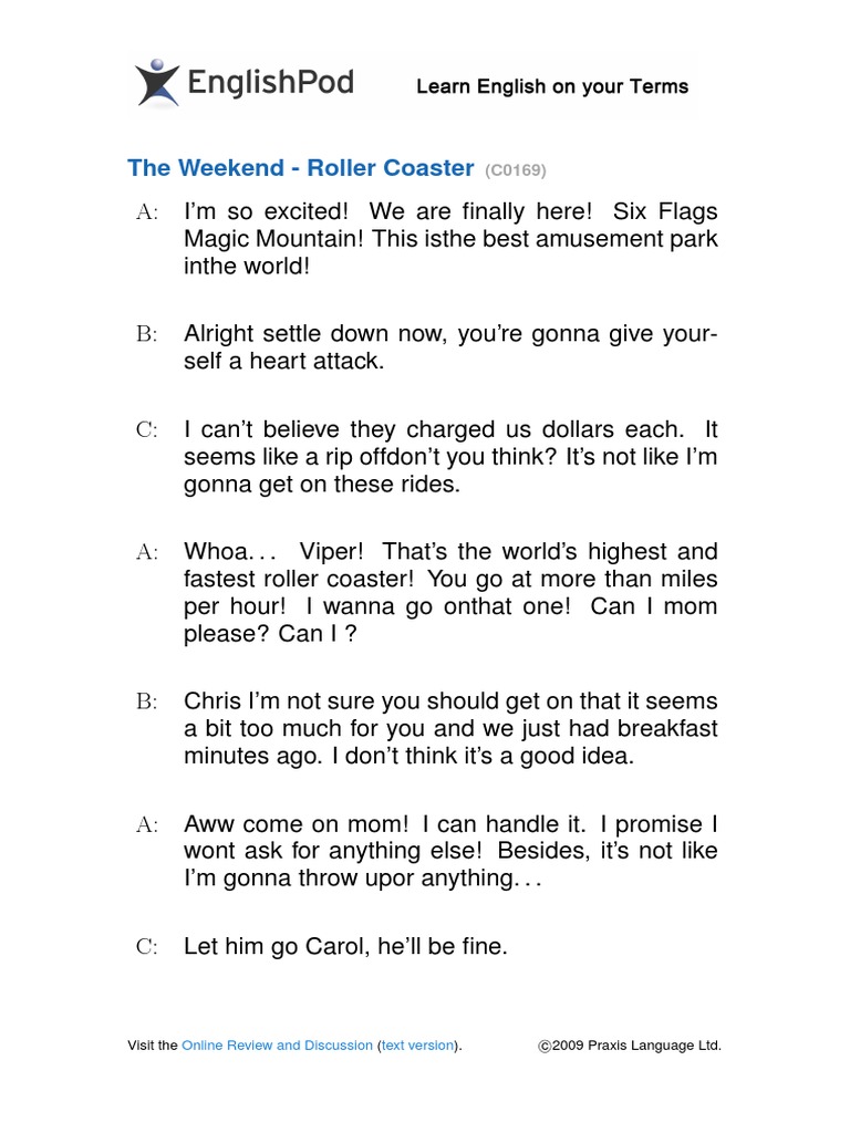 The Weekend - Roller Coaster | PDF | Roller Coasters | Grammar