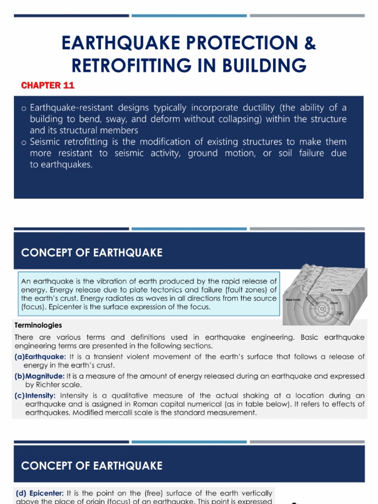 Chapter 11 Earthquake Protection & Retrofitting in Building | PDF