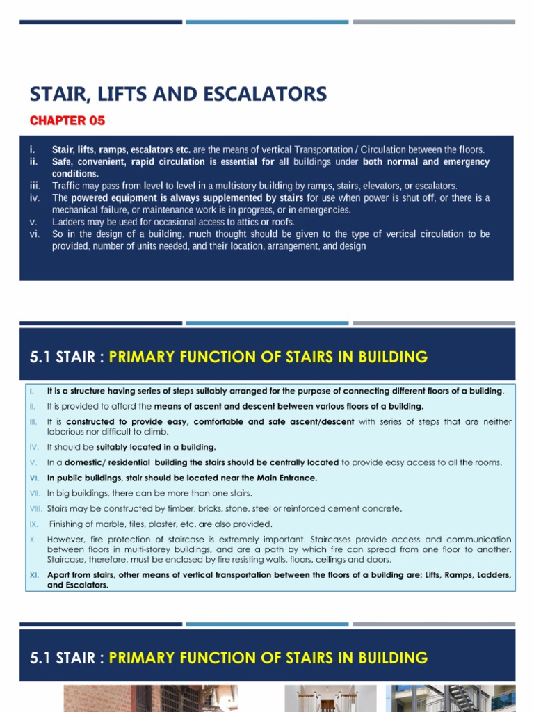 Chapter 5 - Stairs, Lift and Escalators | PDF