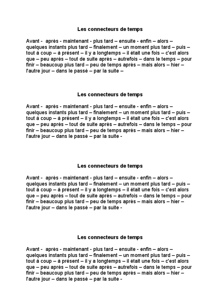 Connecteurs de Temps en Français | PDF