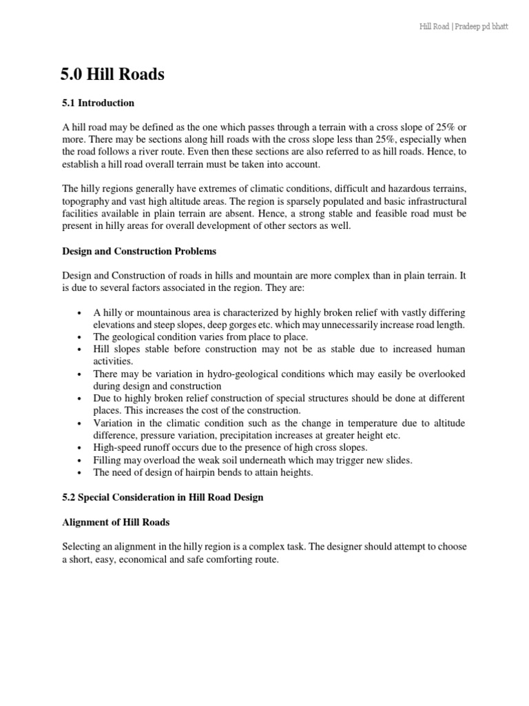Hill Roads: Design and Construction Challenges | PDF | Dam | Precipitation