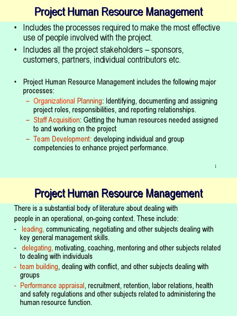 Project Human Resource Management Overview | PDF | Project Management ...