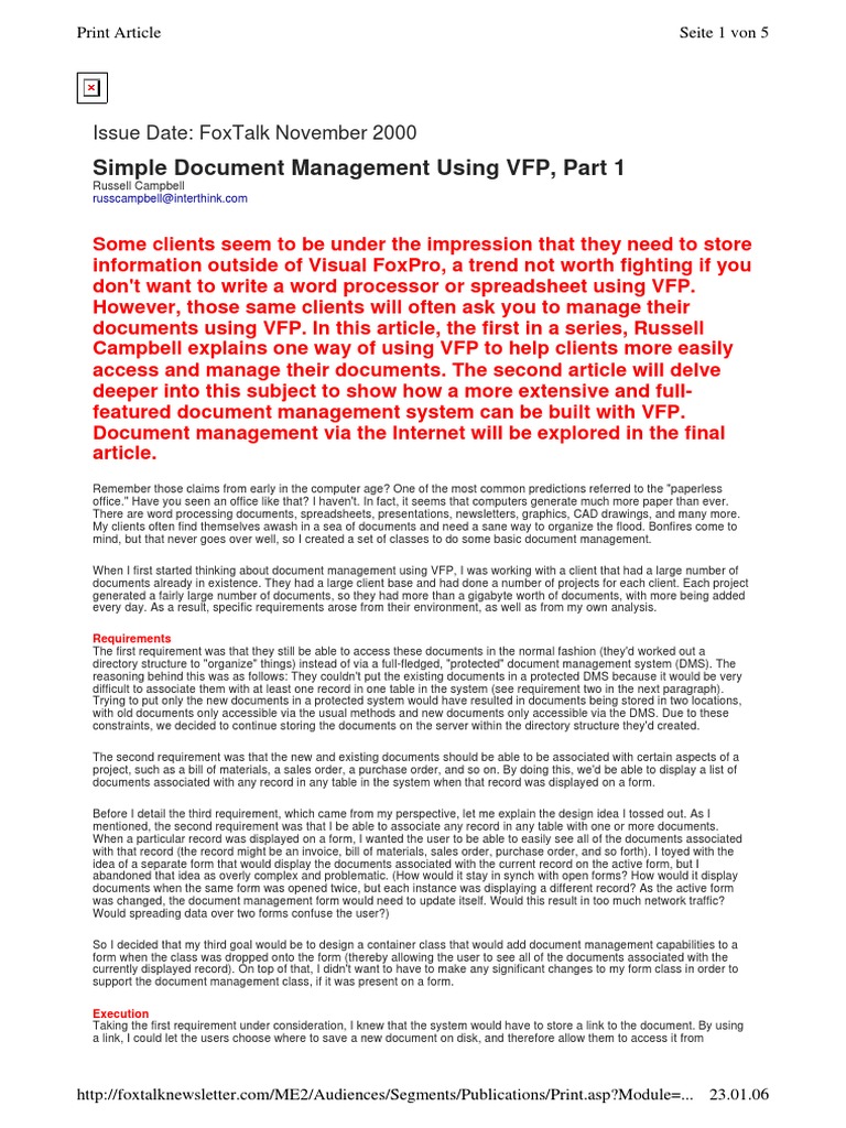 Silo - Tips - Simple Document Management Using VFP Part 1 Russell Campbell | Download Free PDF ...