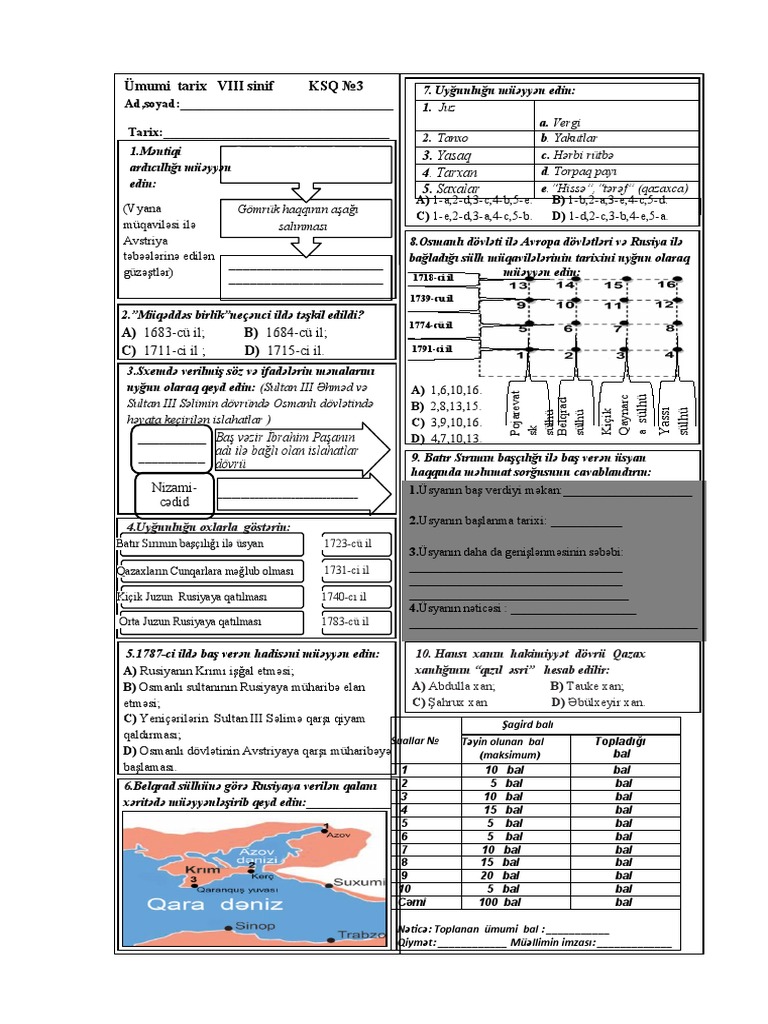 Ümumi Tarix VIIIsinif KSQ 3 | PDF
