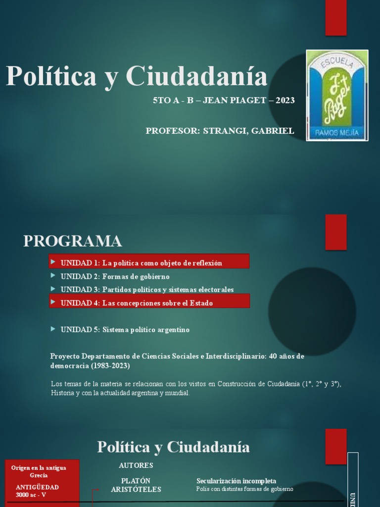 Esquema Programa Politica y Ciudadania 5to AB 2023 | PDF | Formas de gobierno | Democracia
