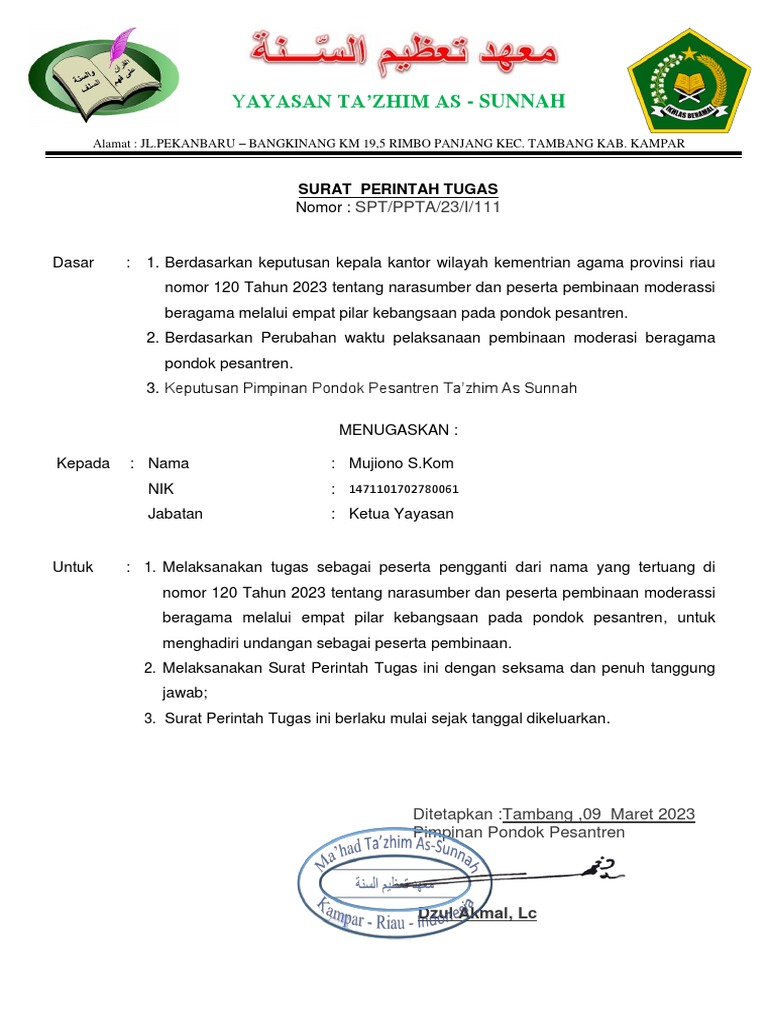 SURAT PERINTAH TUGAS | PDF